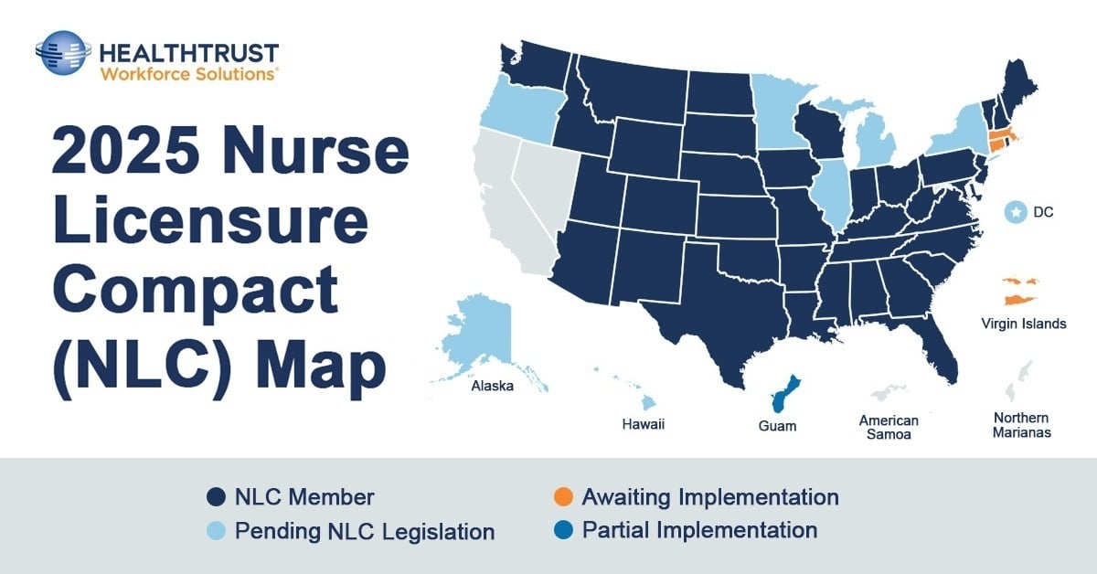 NLC Map: List of Nurse Licensure Compact (NLC) States | HealthTrust